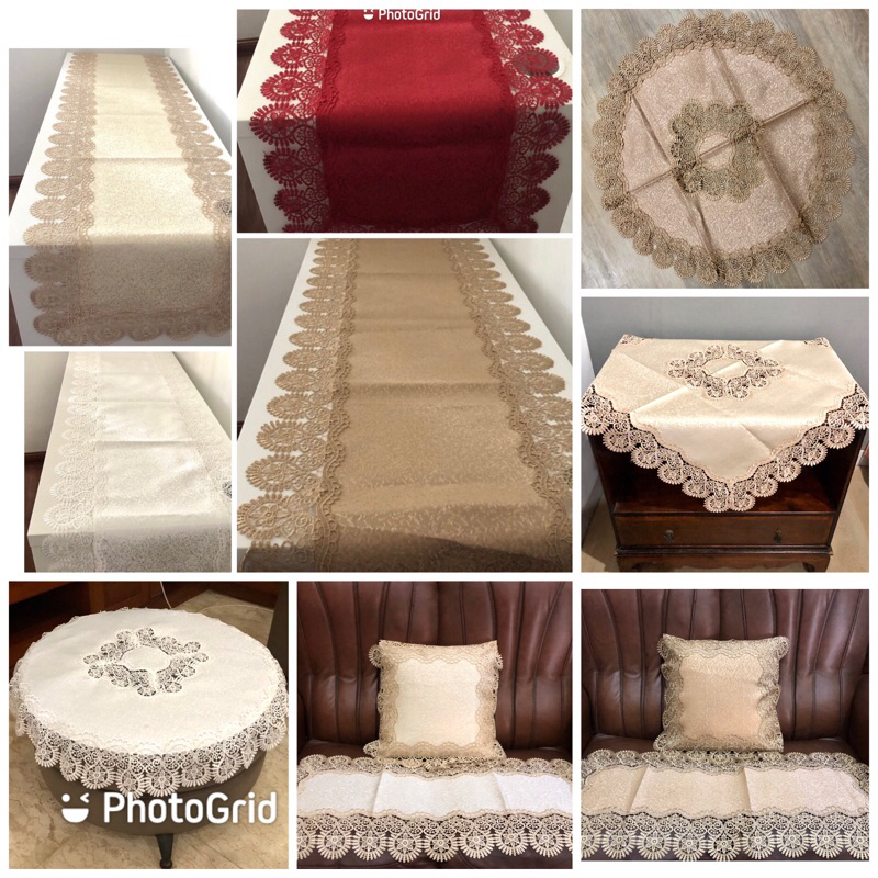 Jual Table Runner/Sarung bantal/Taplak bulat dan kotak renda polos DK ...