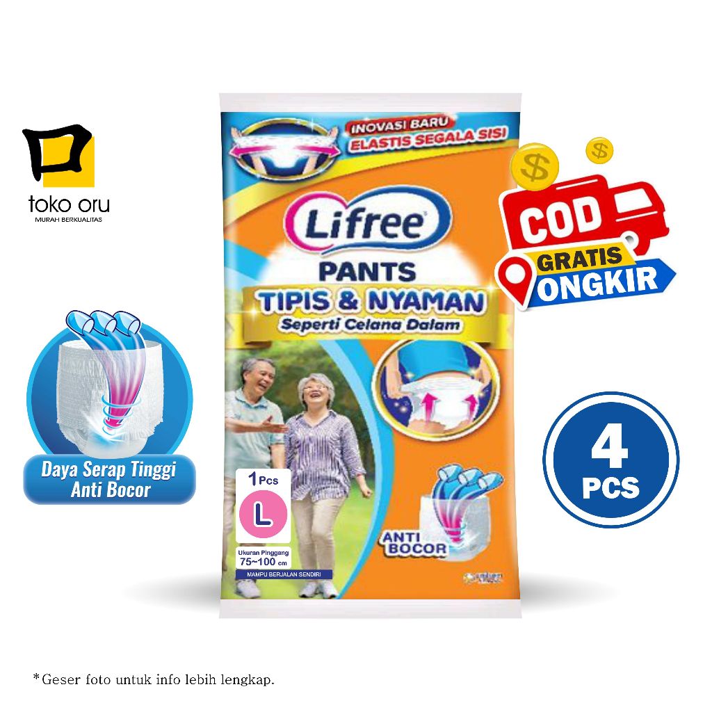 Jual Lifree L 1 renceng isi 4 pcs Popok Celana Dewasa | Shopee Indonesia