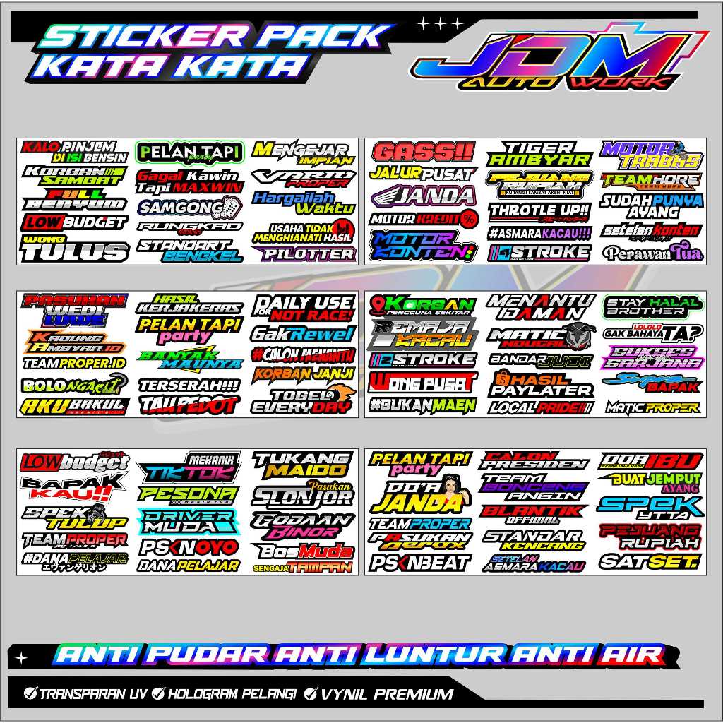 Jual STIKER PACK KATA-KATA RACING / STICKER RACING / STICKER MOTOR / STIKER HELM / STICKER ...