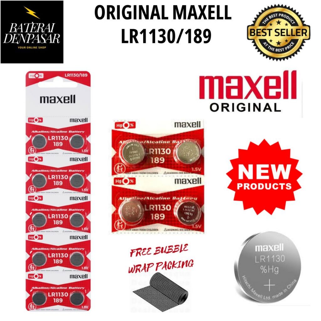 Jual ORIGINAL BATERAI BATTERY 1 pcs AG10 LR1130 LR 1130 SR54 LR54 GP189 MAXELL ORIGINAL | Shopee ...