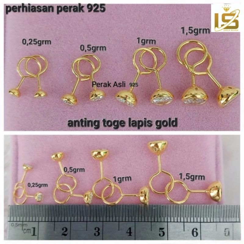 Jual Anting Toge Perak Asli Silver 925 Lapis Emas Kuning Model Toge - Anting Anti Karat - Anting ...
