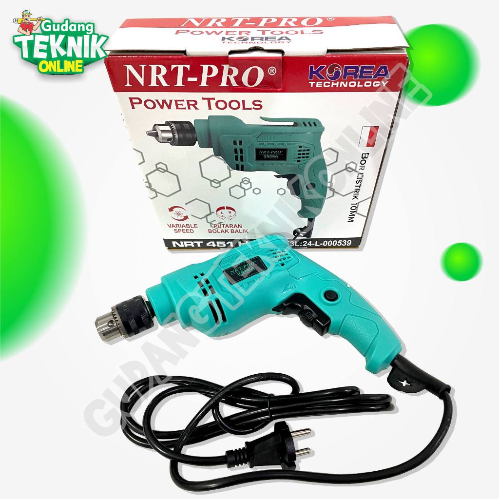 Jual Mesin Bor Tangan 10mm 451HD NRT PRO / Mesin Bor Listrik 10 mm Kayu ...