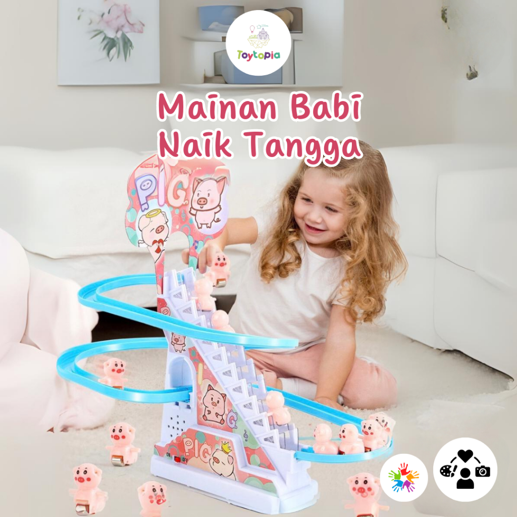 Jual Mainan Babi Naik Tangga - Mainan Small Babi Train Track - Mainan ...
