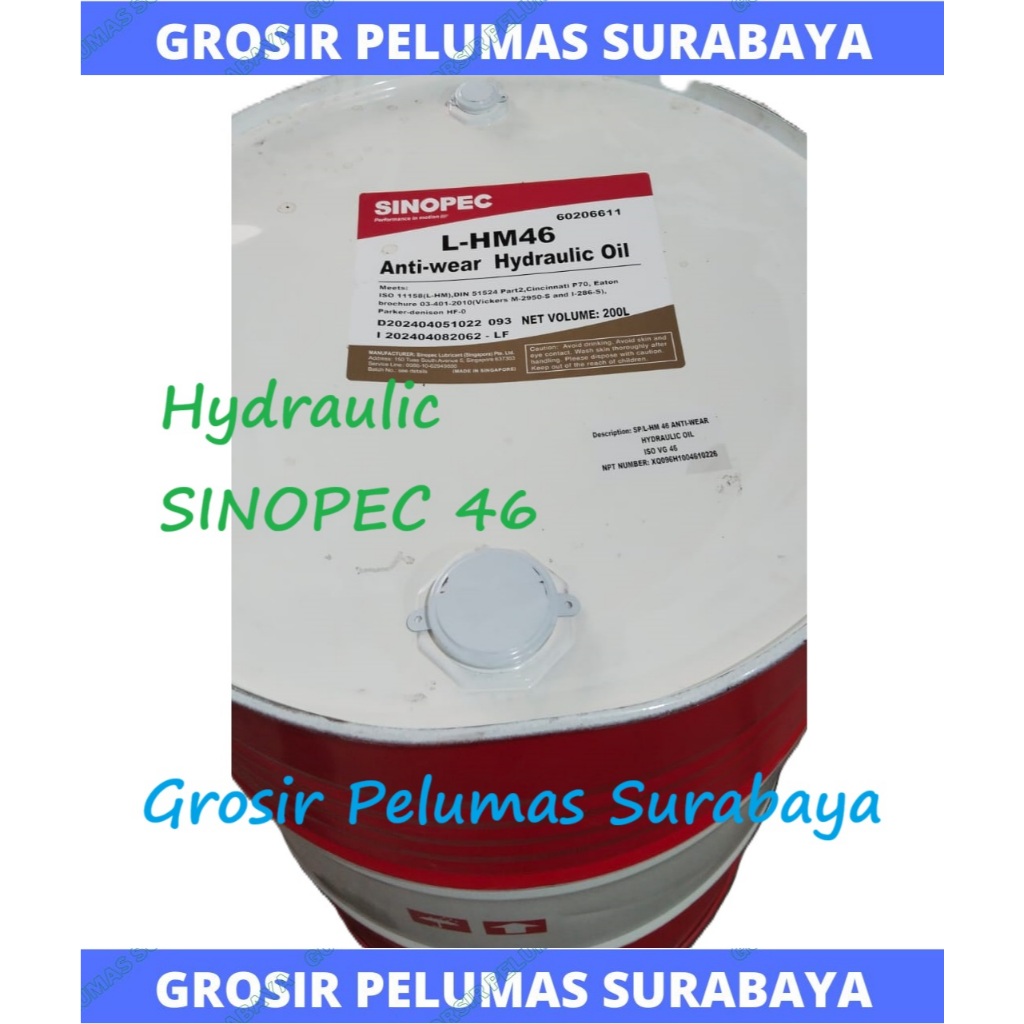 Jual Asli SINOPEC L HM 46 DRUM Anti Wear Hydraulic oil AW 46 oli hydrolis sae 10 Hidrolik ...