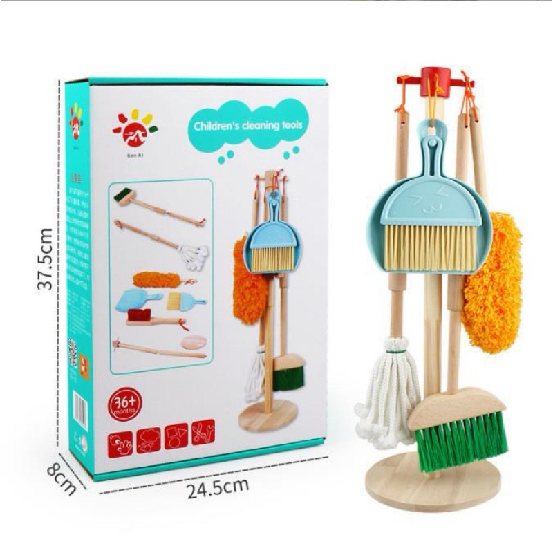 Jual Children Wooden Cleaning Set - Mainan Bersih Bersih Kayu Premium ...