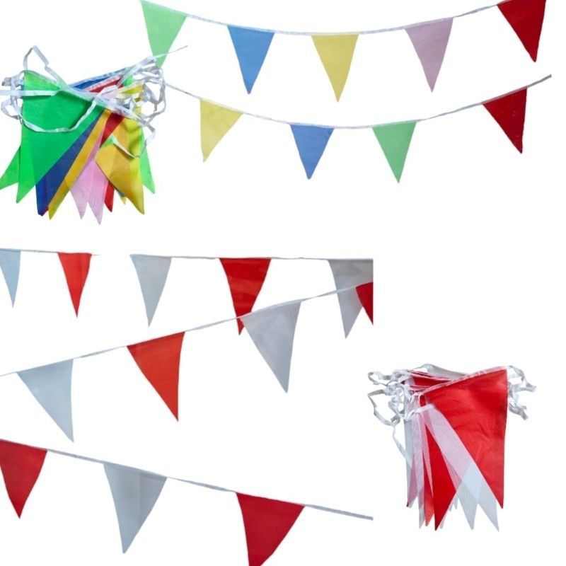 Jual Umbul umbul segitiga merah putih / bendera karnaval warna warni | Shopee Indonesia