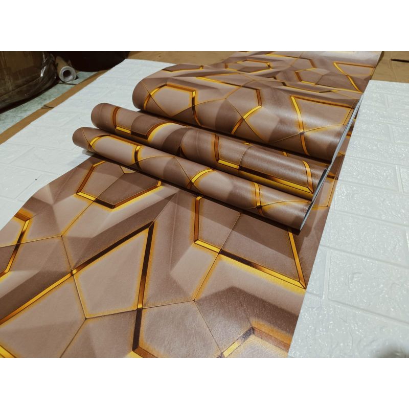 Jual PAKET HEMAT 4 ROL wallpaper sticker dinding motif geometric coklat ...