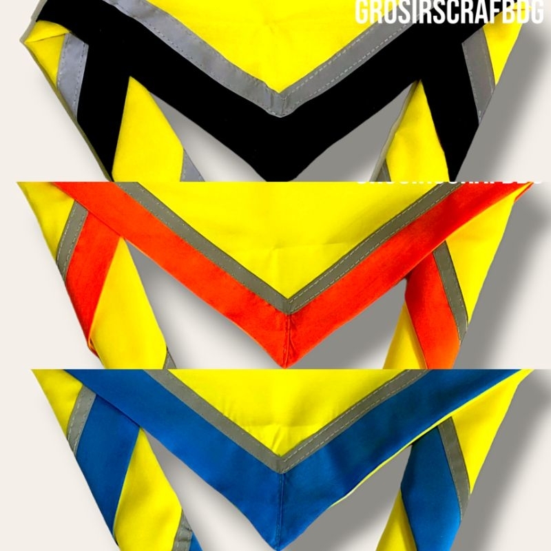 Jual scraf pramuka polos kombinasi warna kuning / Scraf polos menyala ...