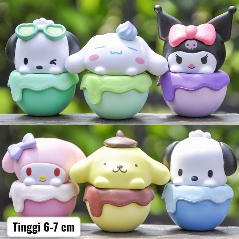 Jual Kuromi My Melody pom pom purin Cinnamoroll Set isi 6pcs Figure Sanrio MOETH | Shopee Indonesia