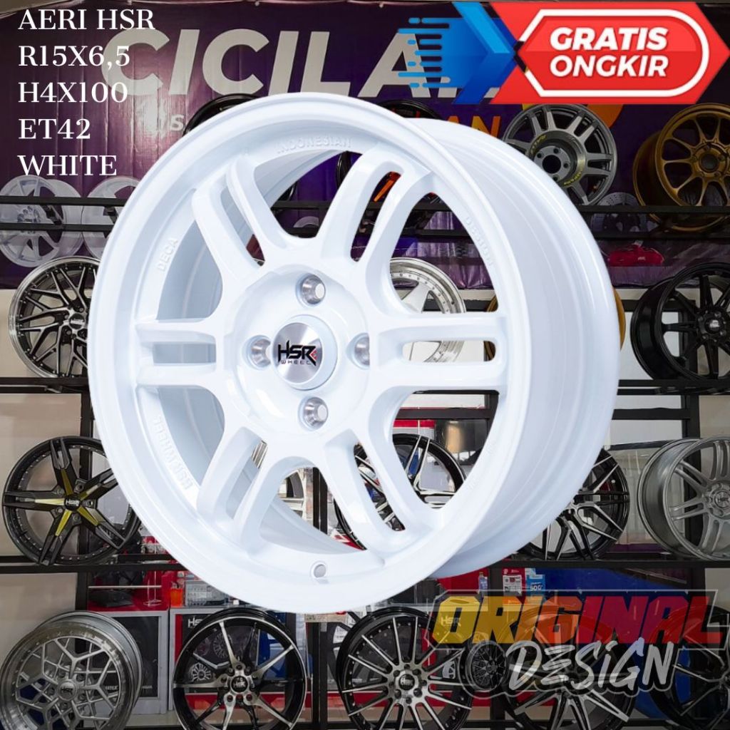 Jual Velg Mobil R15 type HSR AERI RING 15 LEBAR 6,5 IN BAUT 4X100 WHITE MURAH | Shopee Indonesia