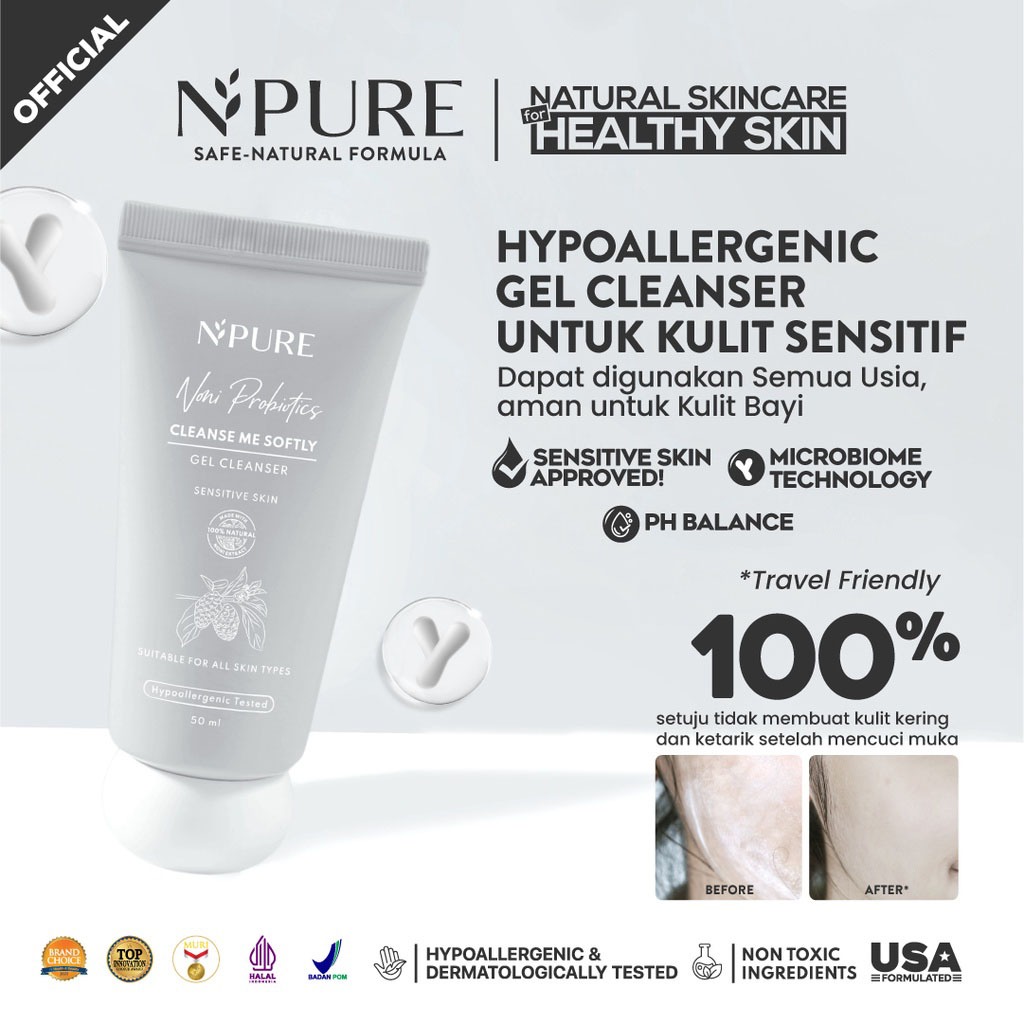 Jual NPURE NONI PROBIOTICS GEL CLEANSER 50 ML (FACE WASH SABUN MUKA ...
