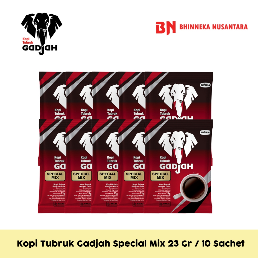 Jual Kopi Tubruk Gadjah Special Mix 23 Gram - 10 Pack | Shopee Indonesia