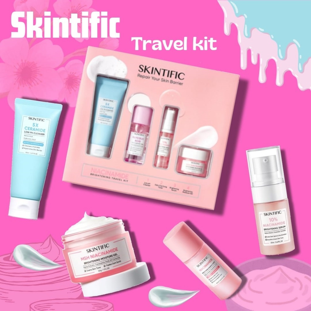 Jual Skintific travel kit low ph cleanser serum sunscreen barrier ...