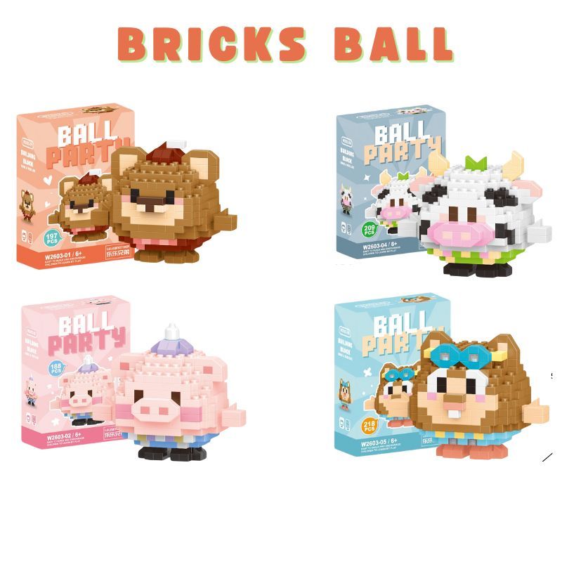 Jual JM MODEL BARU BALL PARTY Bricks Mainan Balok Susun Kartun / Mini ...