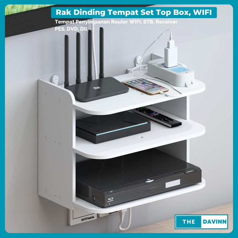 Jual Rak Dinding Set Top Box Tempat Penyimpanan Router WIFI Modem ...