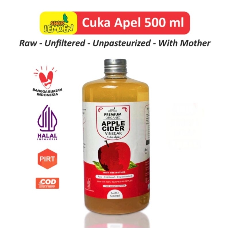 Jual CUKA APEL 500 ML PREMIUM ORGANIK APPLE CIDER VINEGAR 500 ML ...