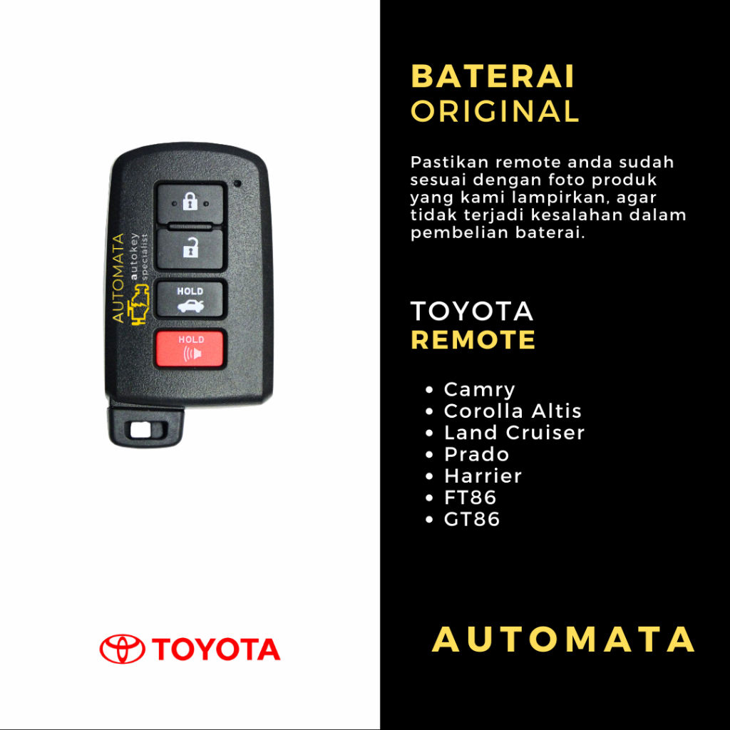 Jual Baterai Remote Mobil Toyota Corolla Altis 2020 Original Panasonic ...