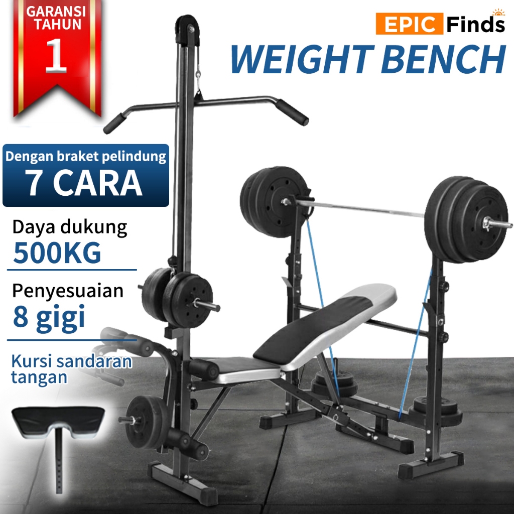 Jual Epic Finds Bench Press Adjustable Multi Gym Weight Bench Barbell ...