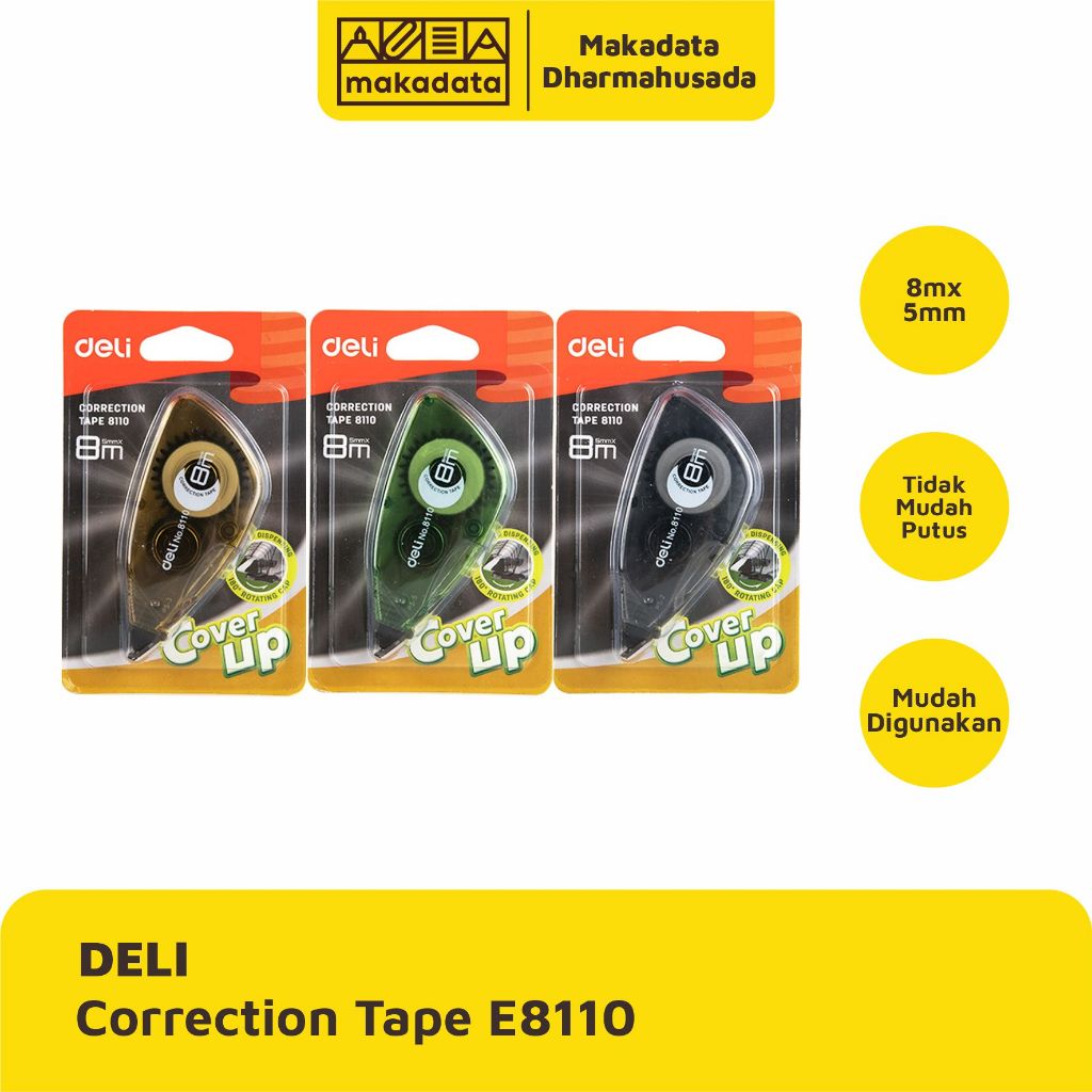 Jual CORRECTION TAPE | STIPO KERTAS DELI E8110 8M X 5MM ( 1 PCS ...