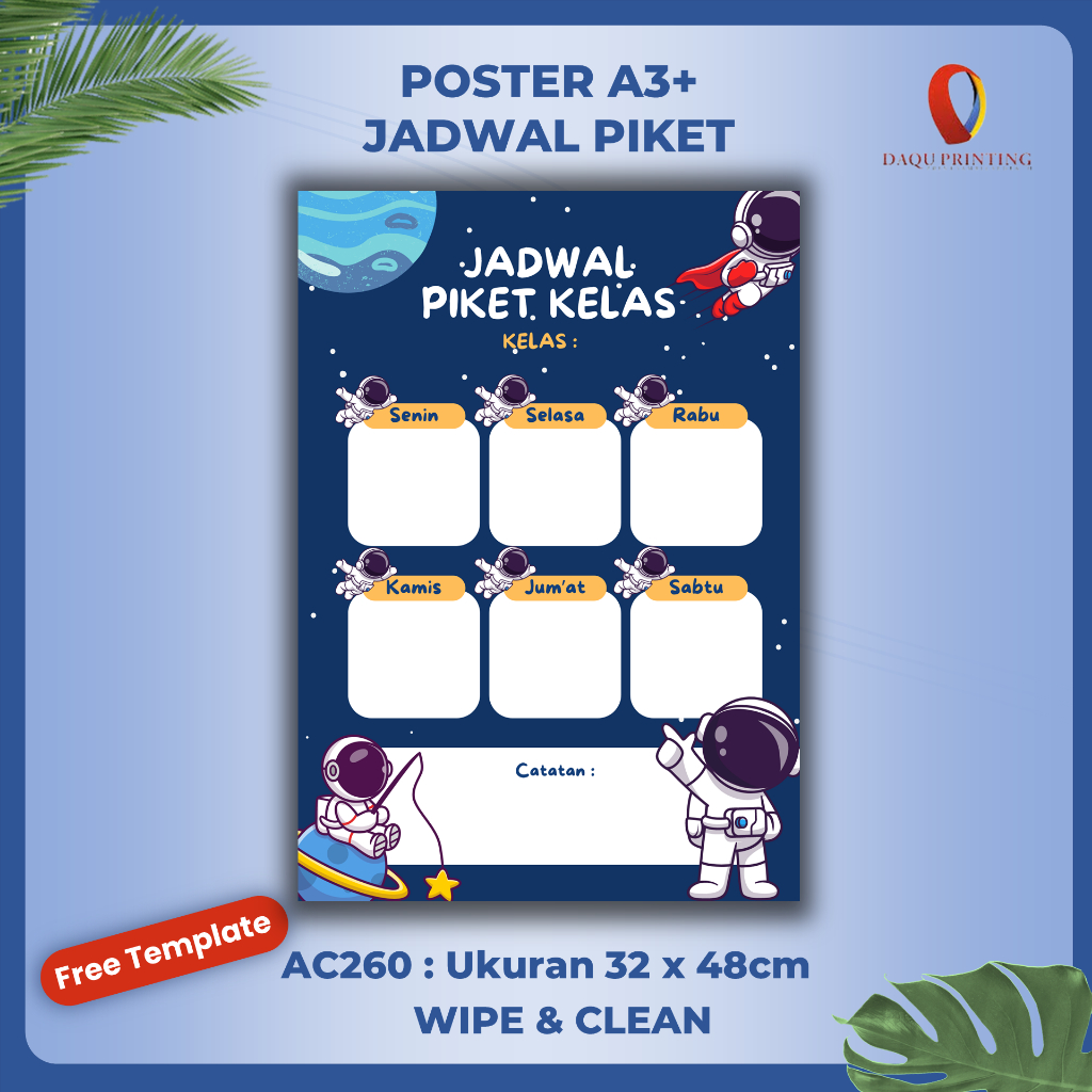 Jual POSTER A3+ EDUKASI / POSTER SEKOLAH ANAK TEMA JADWAL PIKET ...