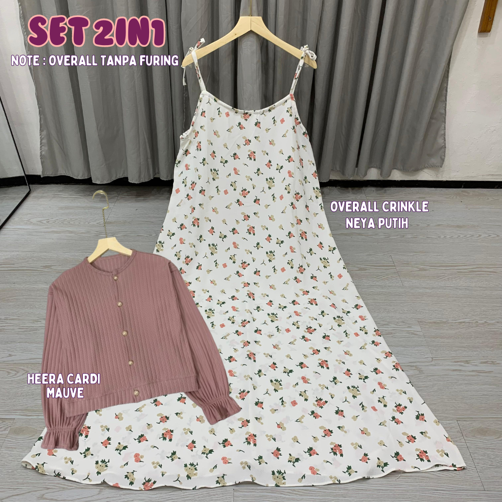 Jual SETELAN CARDI KNIT HORNET + OVERALL DRESS CRINKLE AIRFLOW MOTIF ...