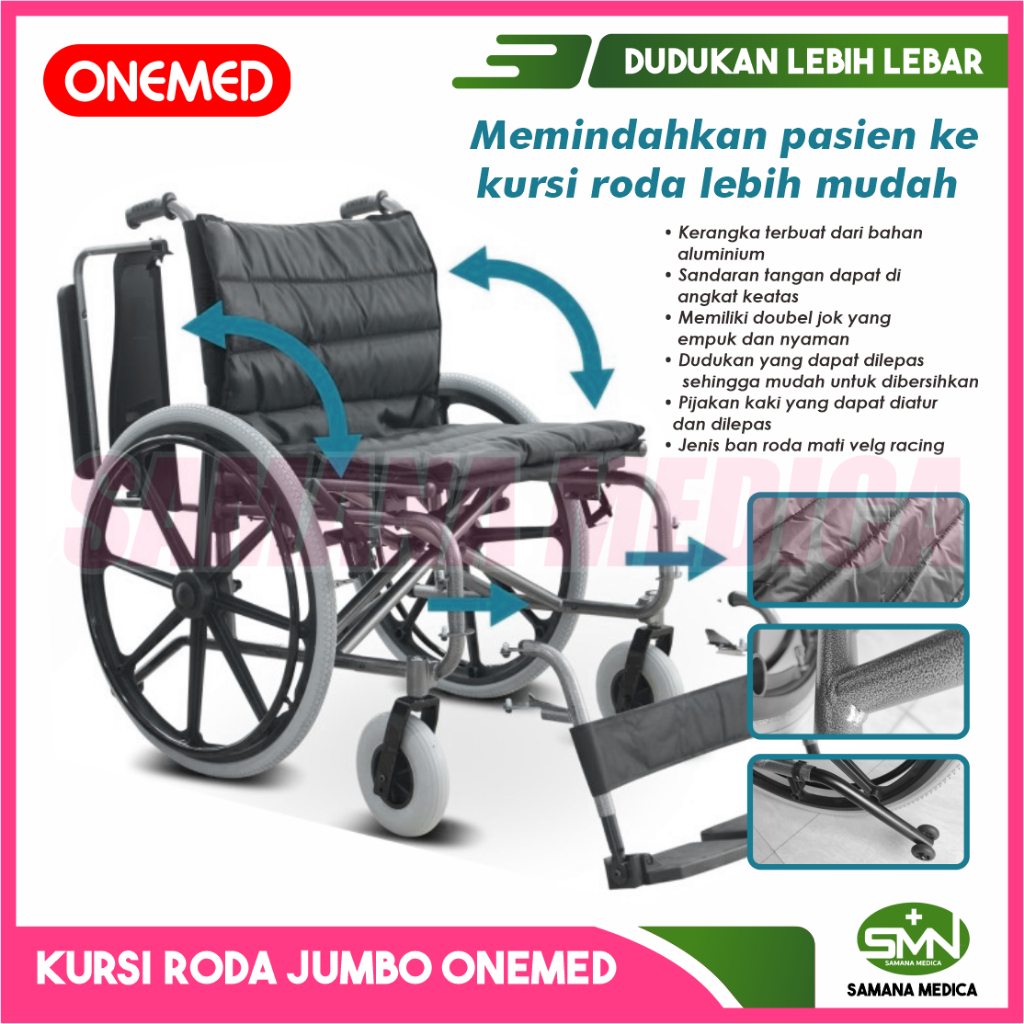 Jual Kursi Roda Big Big Jumbo ONEMED Cocok Untuk Orang yang Gemuk ...
