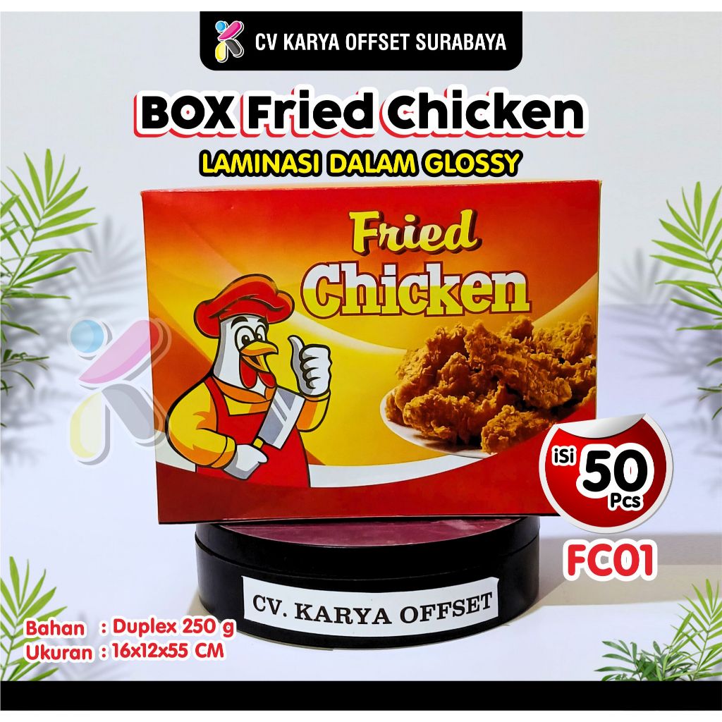 Jual Box Fried Chicken motif isi 50 LAMINASI GLOSSY / Kemasan Box Ayam ...