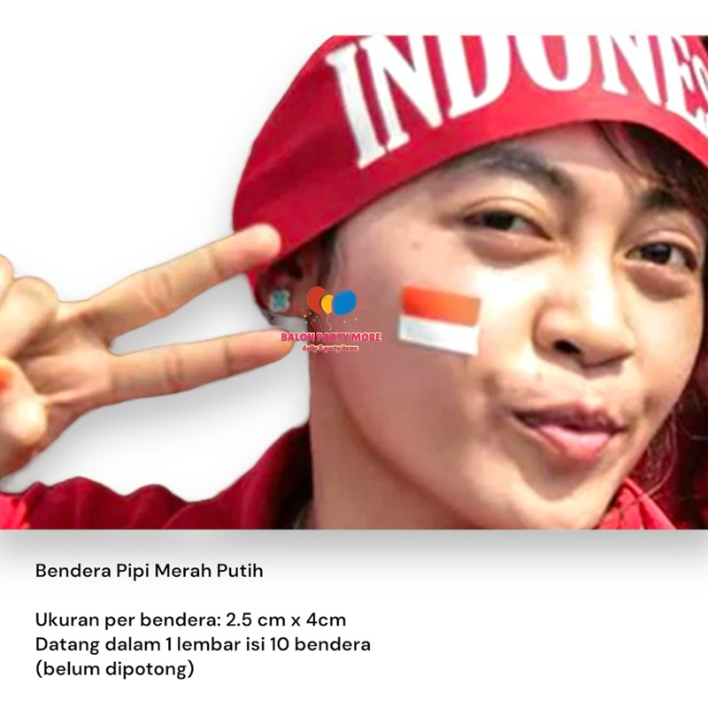 Jual (1 LEMBAR ISI 10pcs) Bendera Merah Putih/ Bendera Pipi/ Sticker ...
