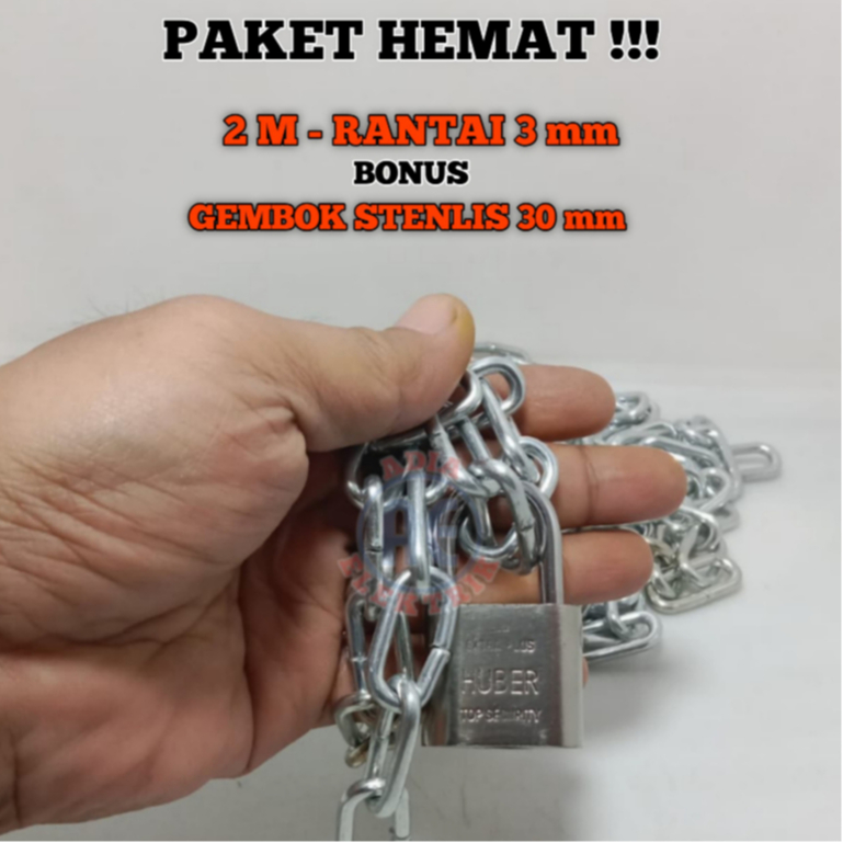 Jual Paket Gembok Rantai / Gembok Pagar Rumah Sepeda Motor Rantai Besi ...