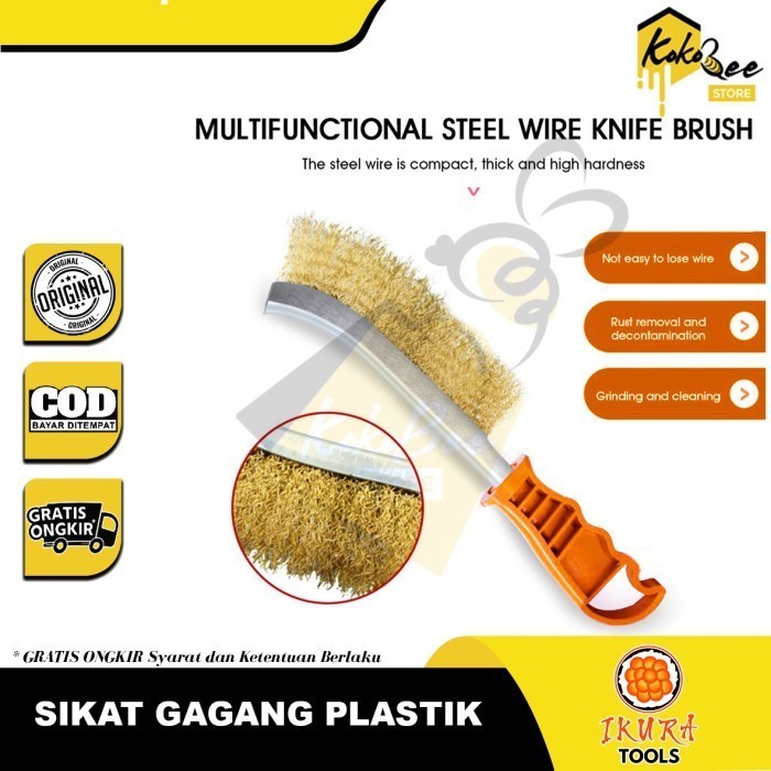 Jual IKURA TOOLS Sikat Kawat Kuningan Baja Gagang Fiber Golok Hand Wire ...