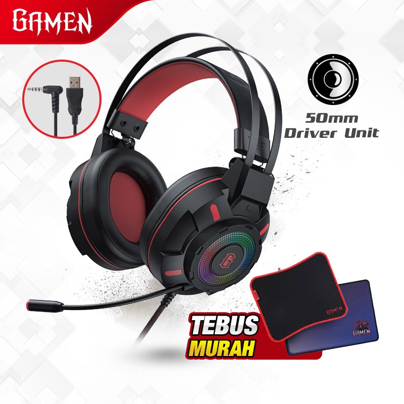 Jual Gamen Headset Gaming RGB Wired USB/AUX 3.5mm GH1600 50mm Driver ...