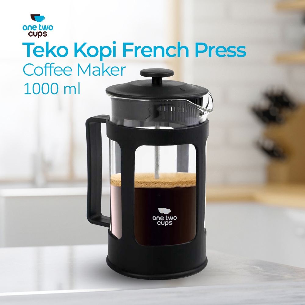 Jual pembuih susu One Two Cups 600ml Teko Kopi French Press Coffee ...