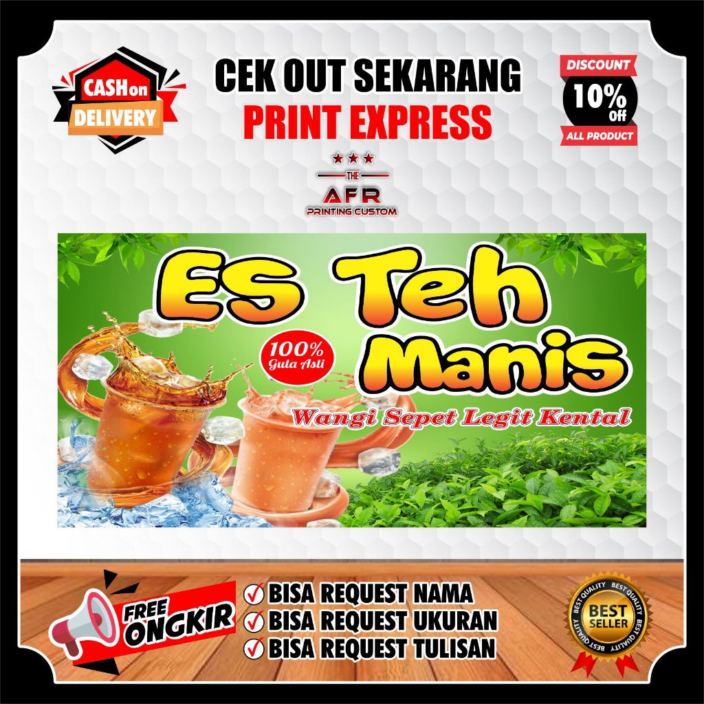Jual Spanduk/Banner/Backdrop Es Teh Manis Terbaru Free ubah Nama dan ...