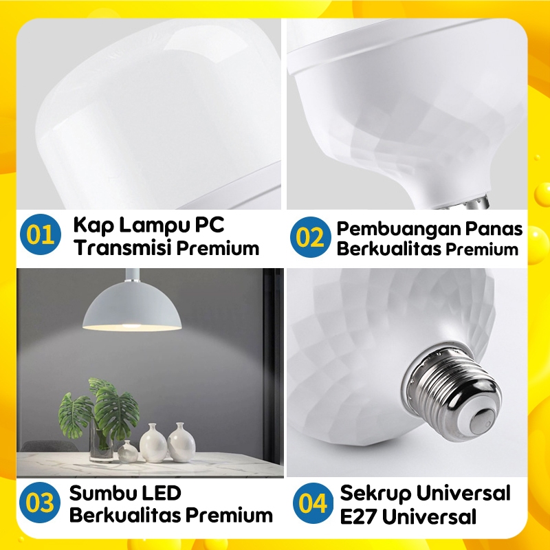 Jual Lampu led kamar jumbo 50 watt super terang Lampu bohlam rumah murah hemat energi LED Bulb ...
