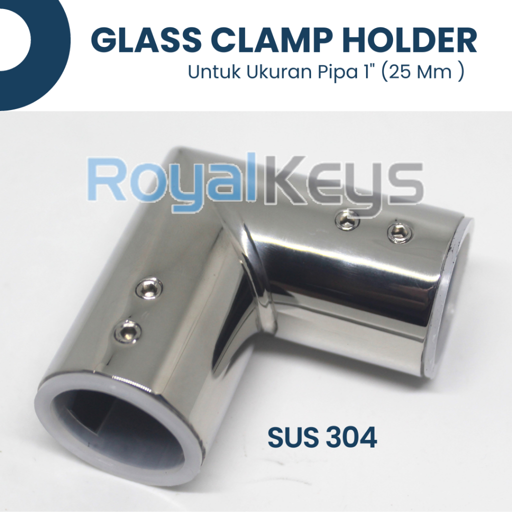 Jual Glass Clamp 25-04 Stainless L Konektor Pipa Kaca Siku 1 inch 25mm ...