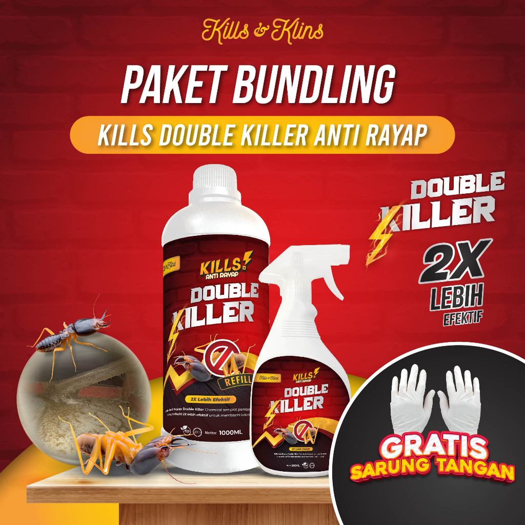 Jual PAKET BUNDLING KILLS ANTI RAYAP DOUBLE KILLER | REFILL 1000 ML & SPRAY 500 ML | Shopee ...