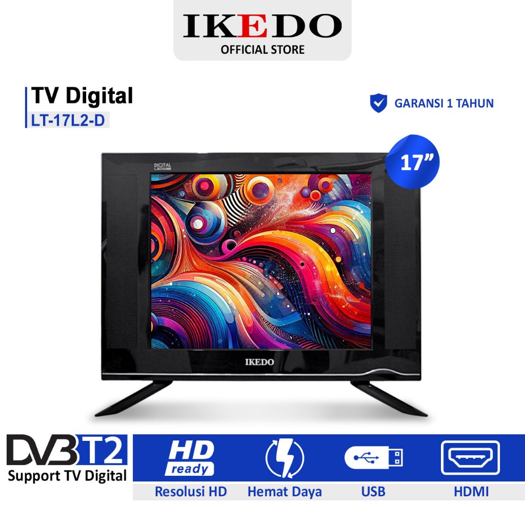 Jual IKEDO TV Digital 17 inch LED LT-17L2-D Televisi Monitor HDMI/ USB ...