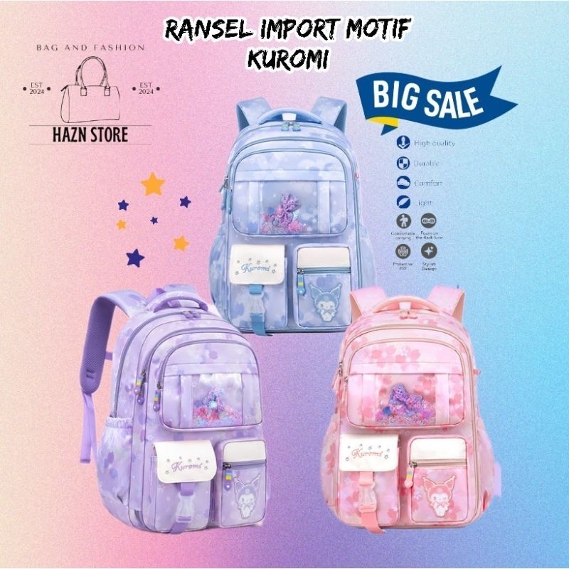 Jual Tas Sekolah Ransel Kuromi Anak SD Perempuan Fashionable Import Premium - Motif Bordir ...