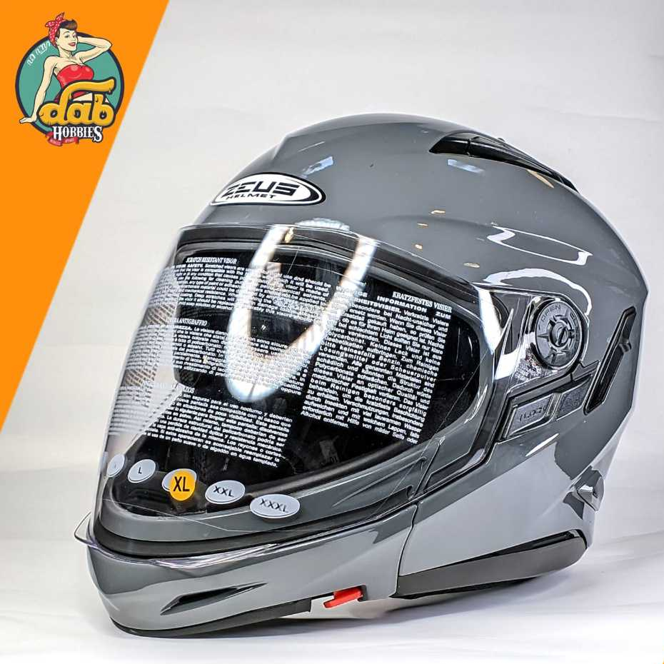 Jual Helm Zeus 613C Grey Glossy Modular Dual Purpose | Shopee Indonesia