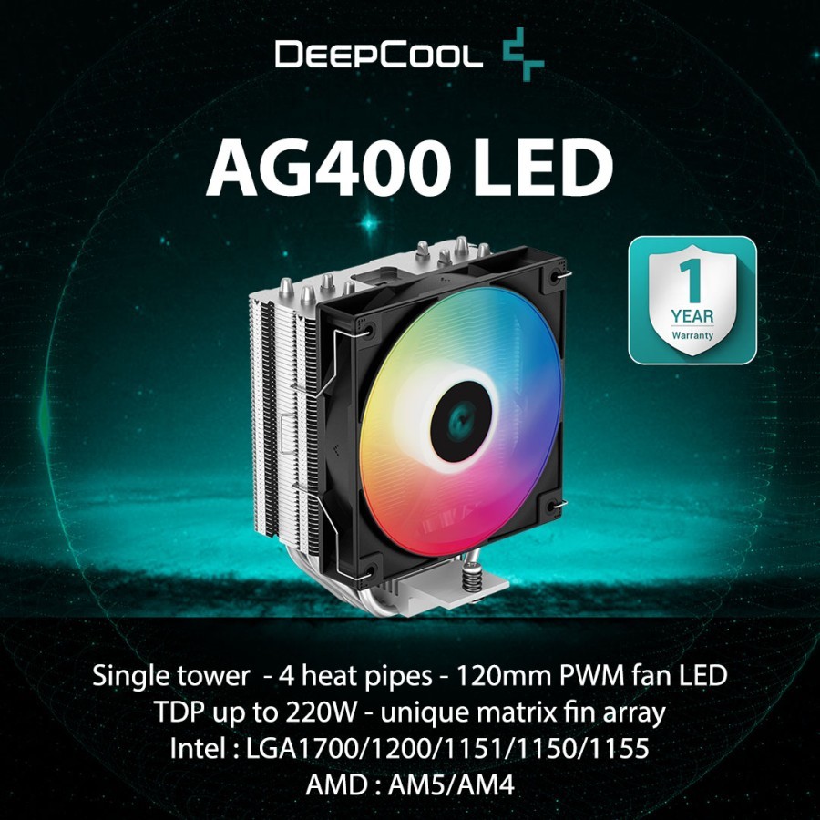 Jual Deepcool AG400 LED Fixed CPU Cooler - Gatotkaca Electronics ...
