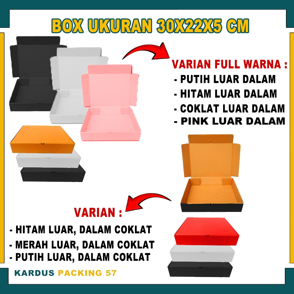 Jual Box ukuran 30x22x5 Cm / Box Lipat Depan / Box Hampers / Box Kaos ...