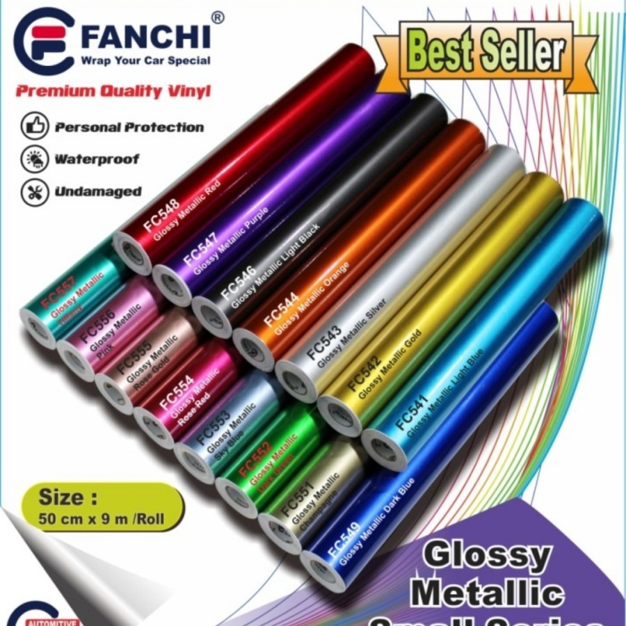 Jual Sticker Fanchi Glossy Candy Metallic metalik Gloss ROLL | Shopee ...