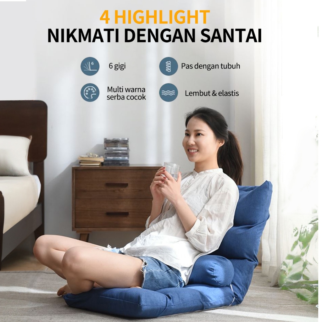Jual Kursi Lesehan Lipat / Kursi Lantai Tatami Jumbo/Kira Lazy Chair ...