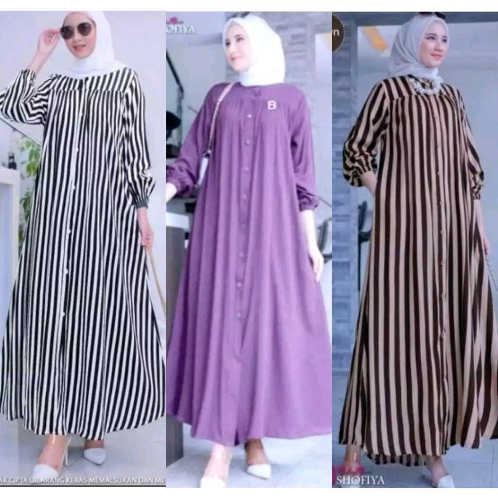 Jual LANGSUNG KIRIM GAMIS RAYON PREMIUM MOTIF SALUR JUMBO FULL KANCING SAMPAI BAWA FREE BROSS ...