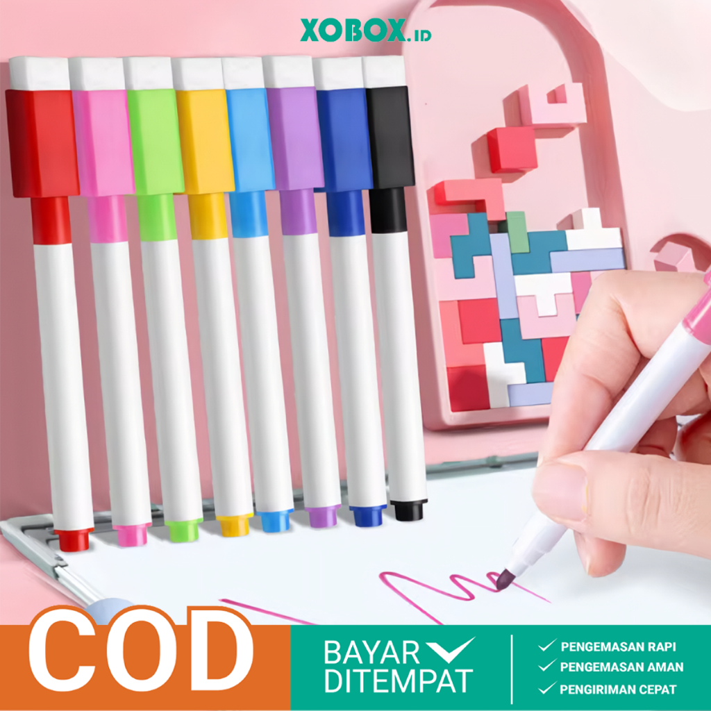 Jual Spidol Warna Warni Papan Tulis Dengan Penghapus Sepidol Mini Wipe ...
