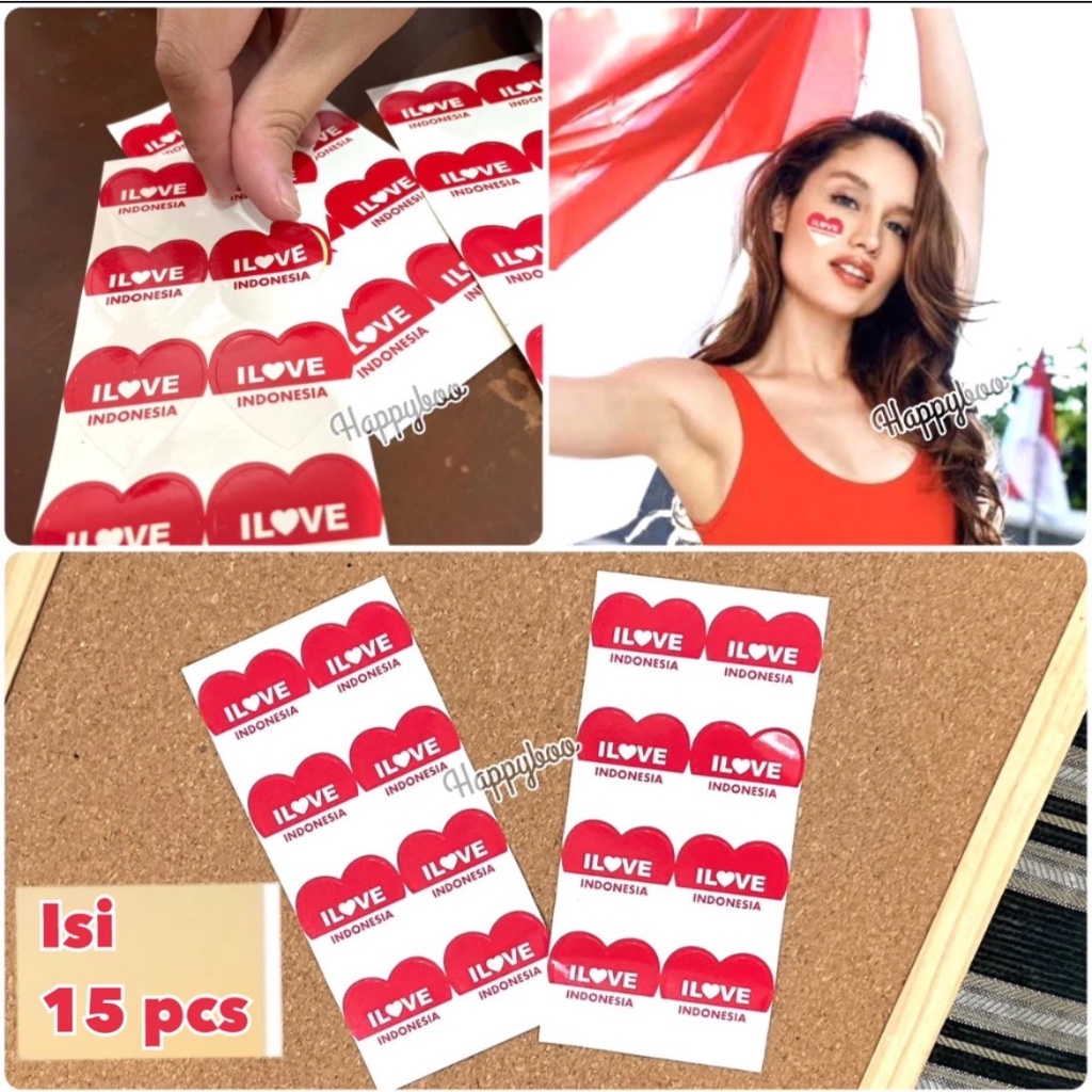 Jual stiker sticker dirgahayu merah putih i love indonesia isi banyak ...