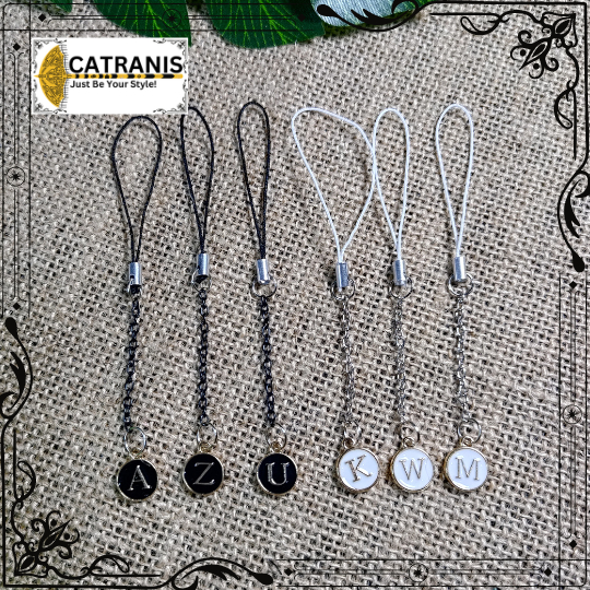 Jual Gantungan Strap Hp Flashdisk Kunci inisial Huruf Epoxy Hitam Putih ...