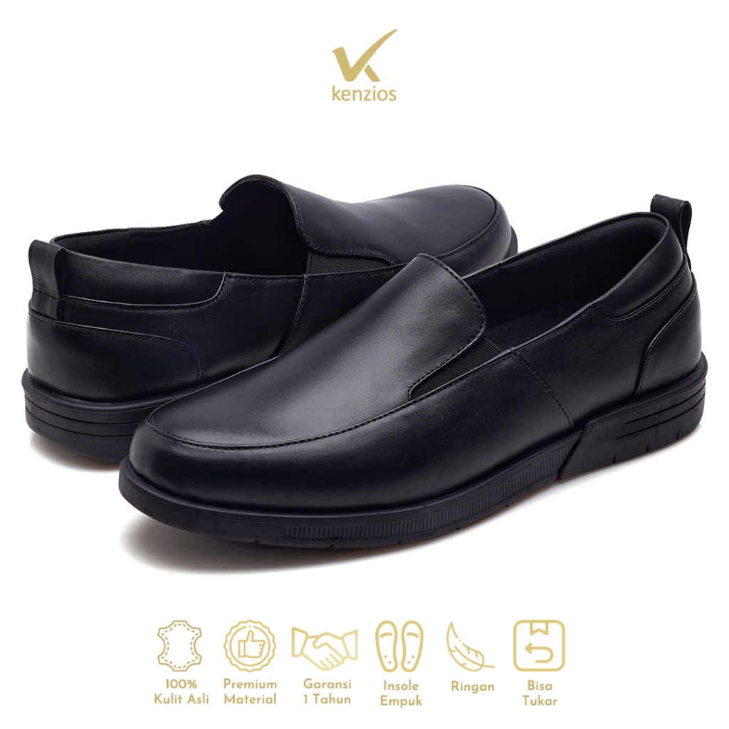 Jual Kenzios Sepatu Formal Pria Kulit Asli JOBS 2.0 Black Series ...