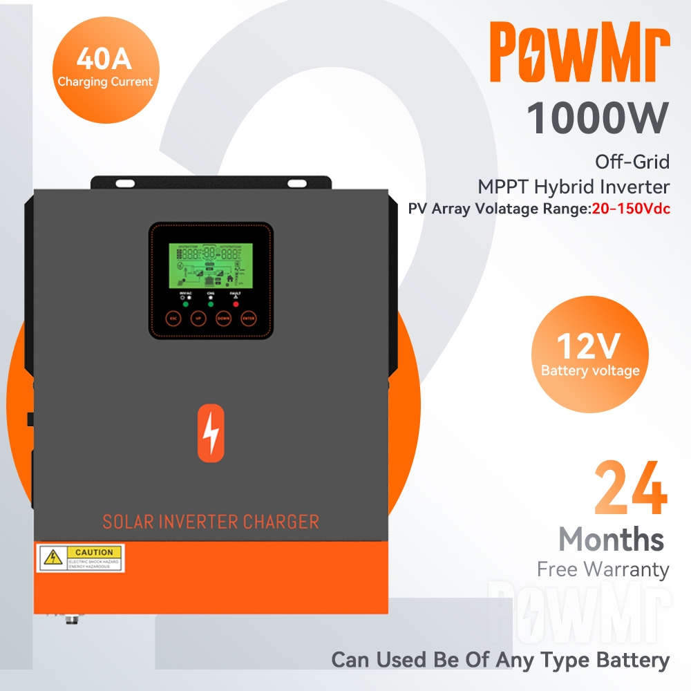 Jual PowMr 1KW 12V Hybrid Solar Inverter 230Vac PV Mulai Tegangan 20Voc Dibangun Di 80A MPPT ...