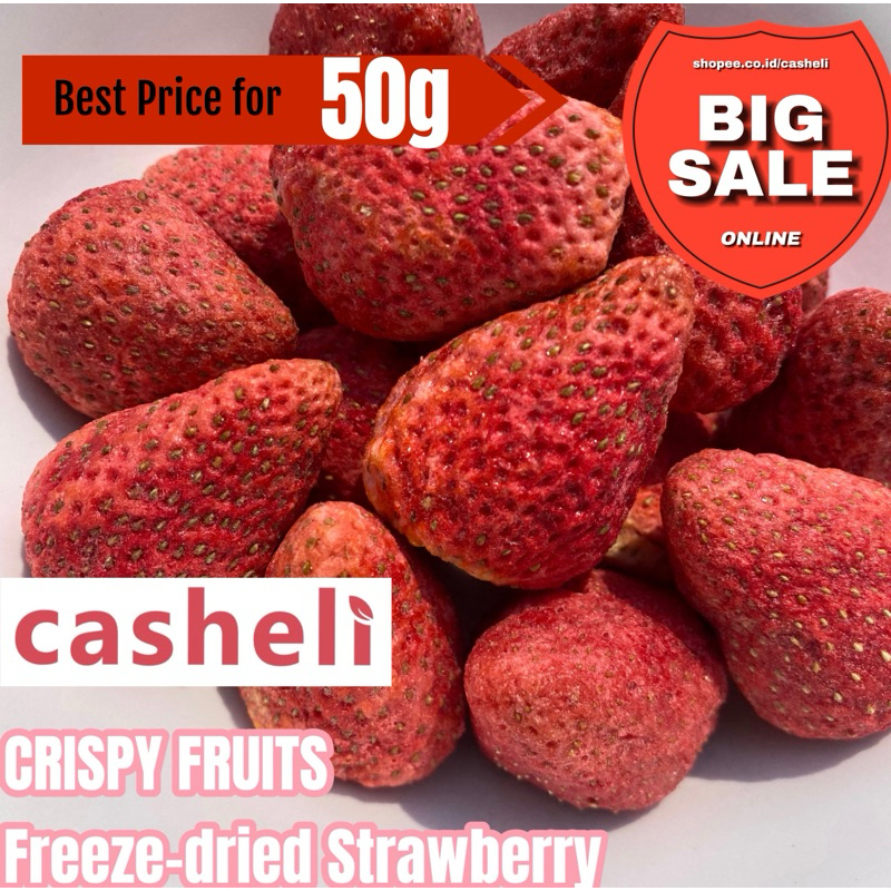 Jual casheli Crispy Freeze-dried Strawberry 50g Grade B perlu Simpan di freezer 20 Min | Shopee ...